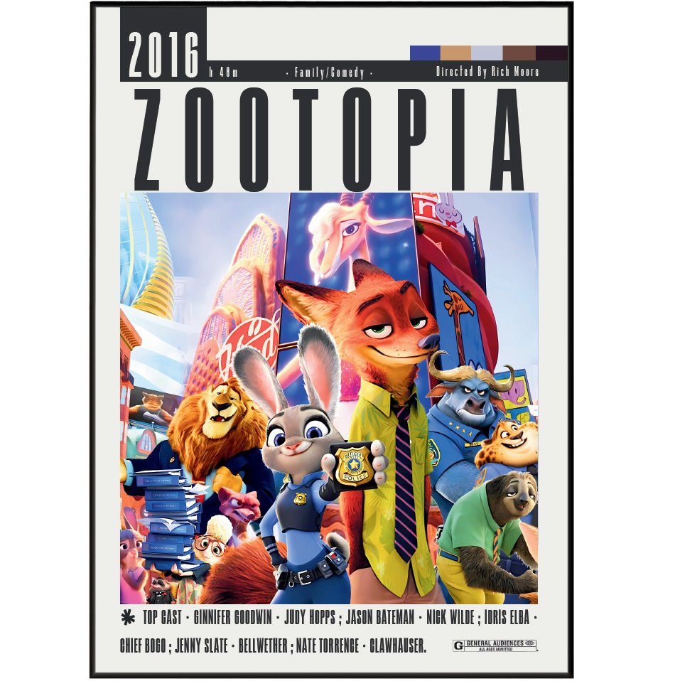 Zootopia (2016) Movie Poster - 98 Types Studio