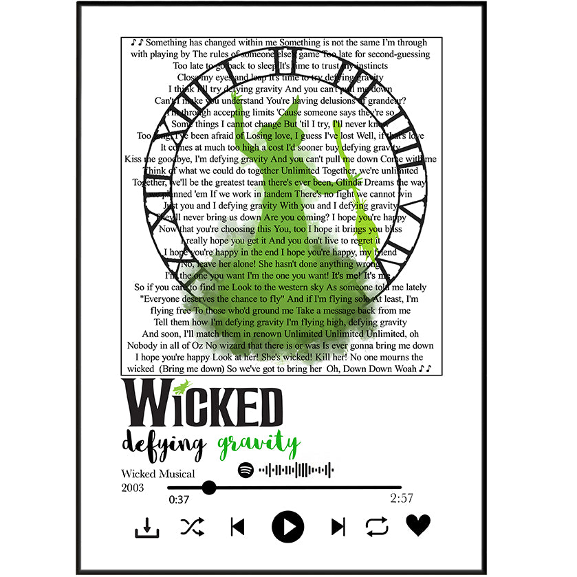 Defying Gravity Song Lyric Print | Musical Wall Art UK | 98types – 98 ...