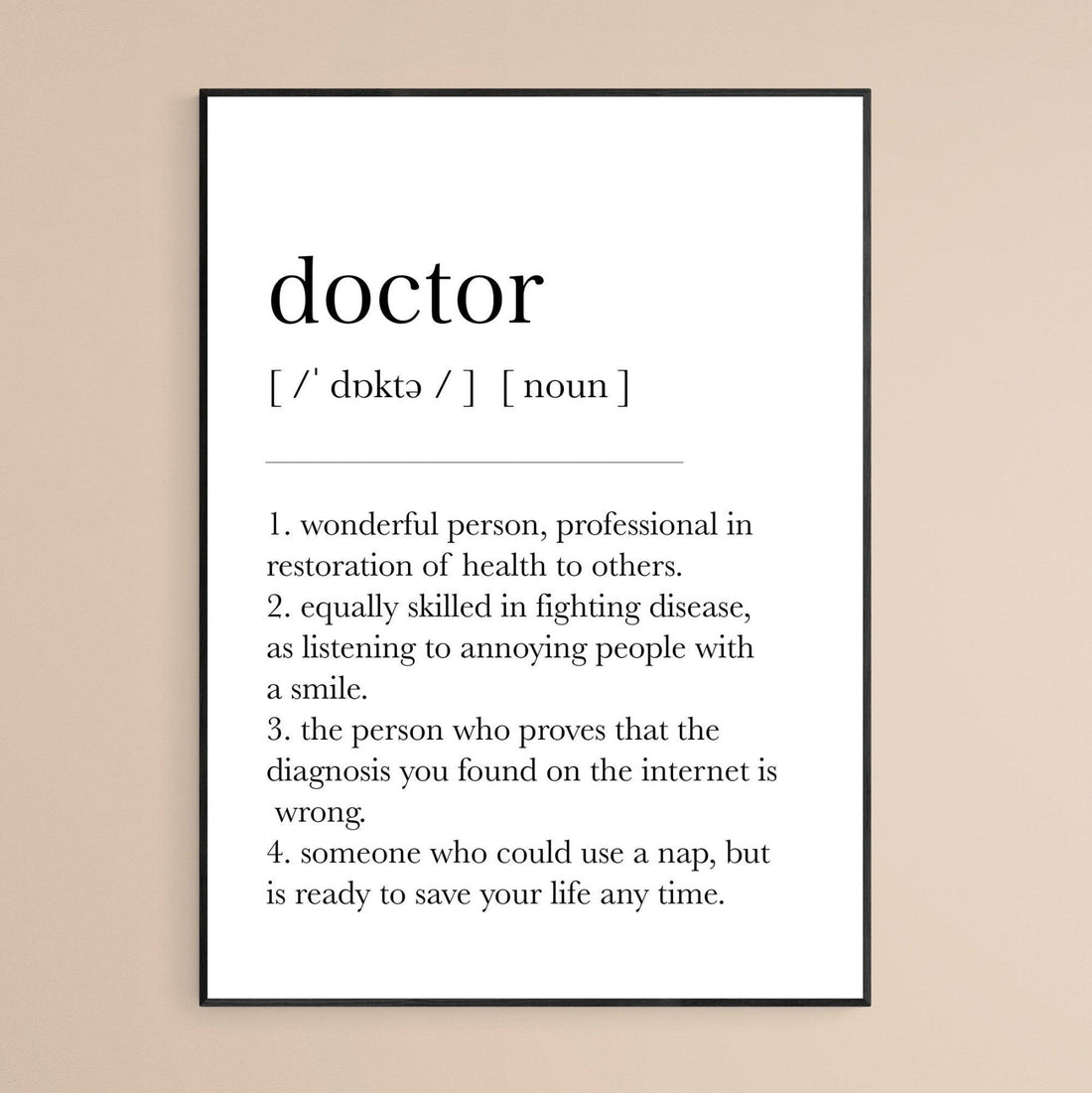 Doctor Definition Print | Dictionary Art Poster | Funny Gifts Quotes ...