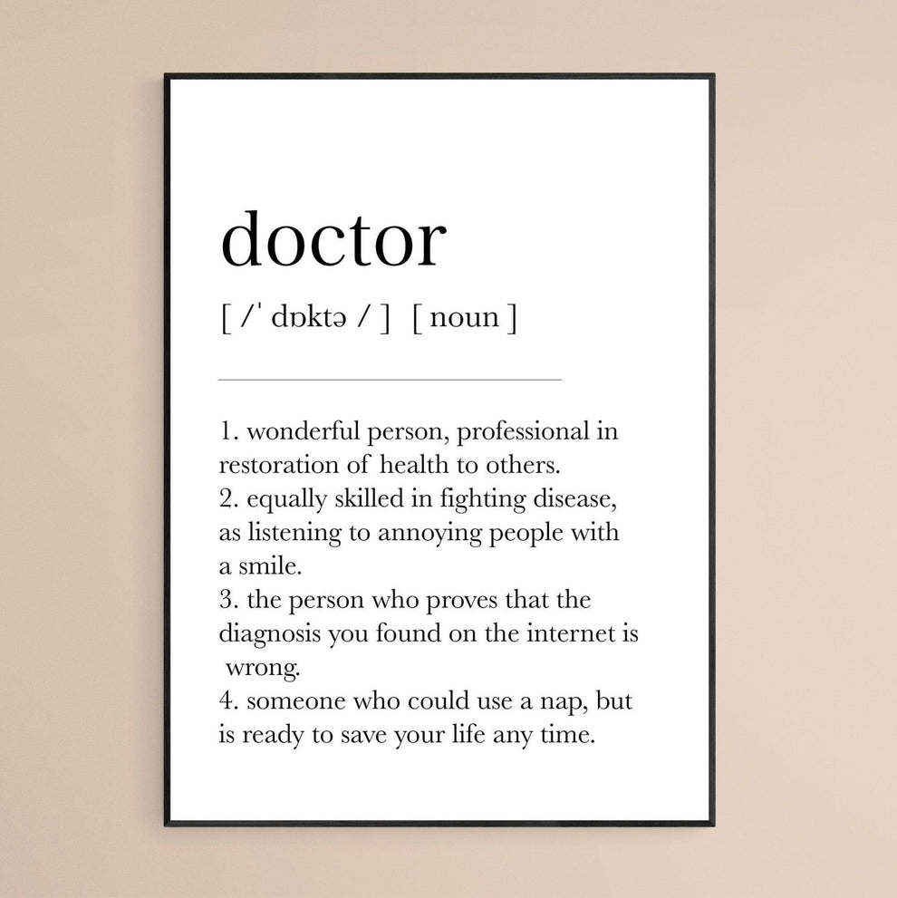 Doctor Definition Print | Dictionary Art Poster | Funny Gifts Quotes ...